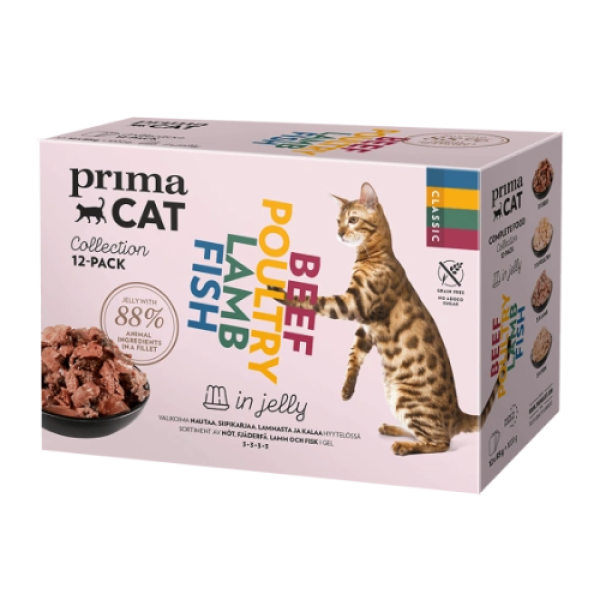 Primacat Classic Multipack in Jelly Cat Wet Food (12pcs x 85g) - Crown Cgs
